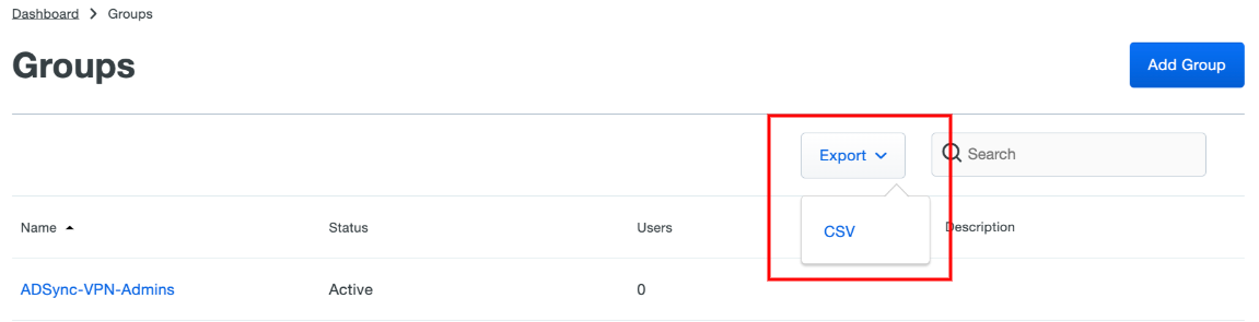 How do I export a list of Duo group members from the Duo Admin Panel?