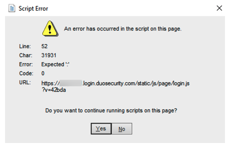 Why am I seeing an error when using Internet Explorer to access a Duo ...