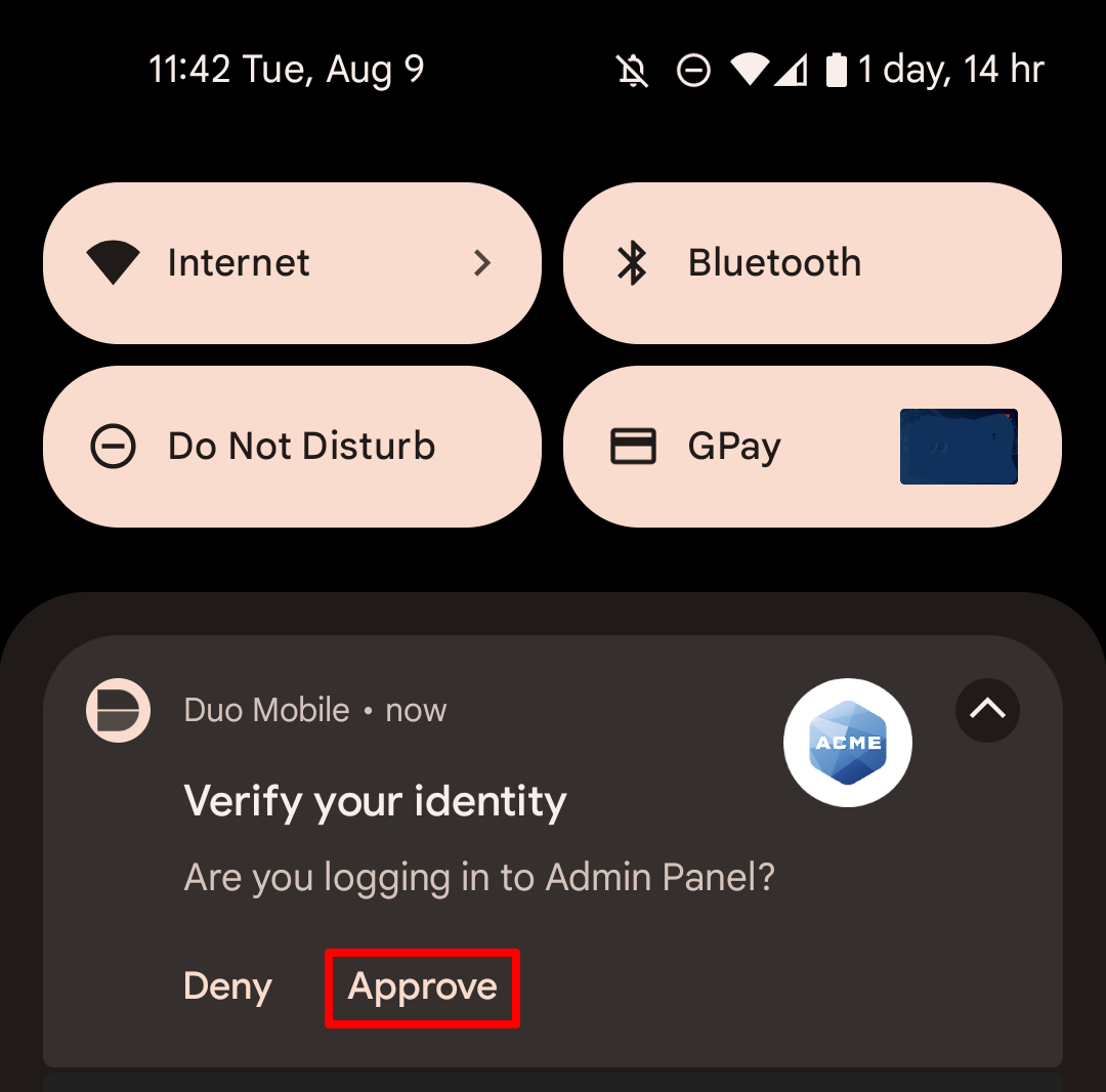 How do I approve a Duo Push from the Android lock screen?