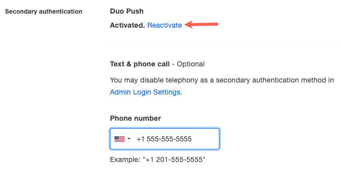 How does an administrator activate or reactivate Duo Push ...