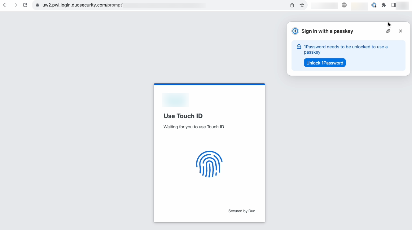 How do I resolve issues using WebAuthn authentication methods for Duo and 1Password’s browser ...